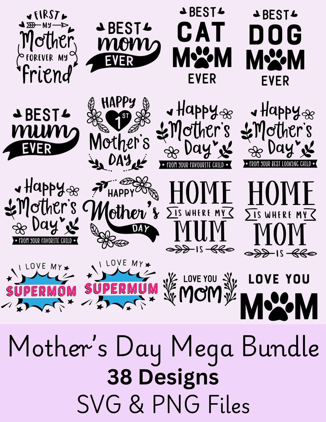 Mother's Day Mega Bundle SVG and PNG Files! - Etsy