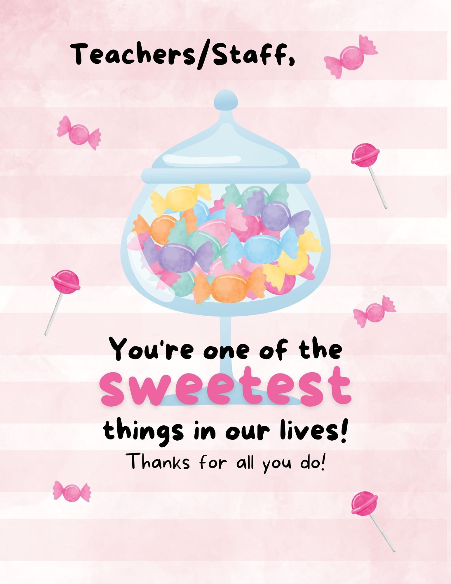 Teacher Appreciation Week Printable Sign/tags, Candy - Etsy