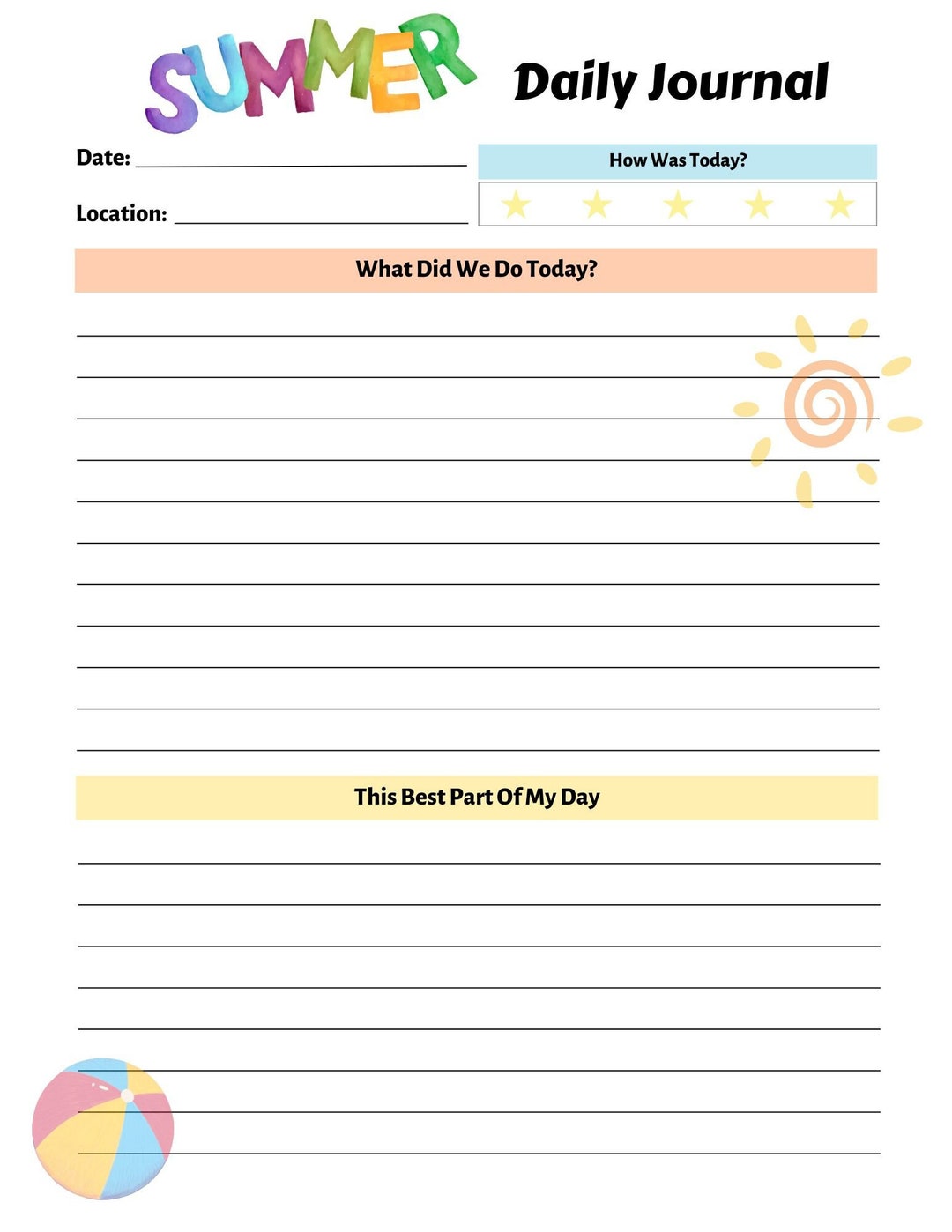 Summer Daily Journal - Etsy