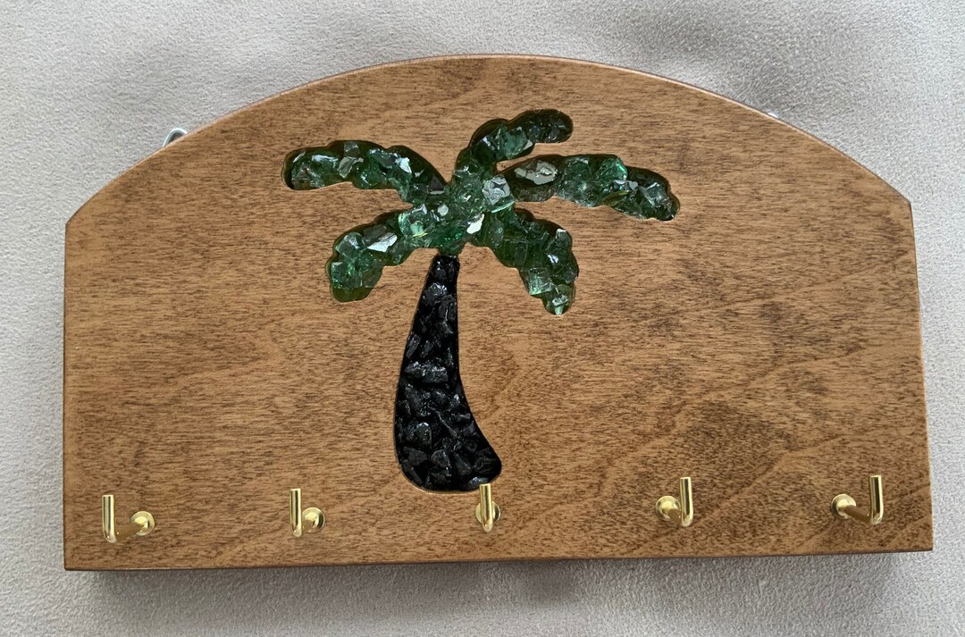 Palm Tree Key Holder Coastal Key Holder Mosaic Glass Key Holder Ocean ...