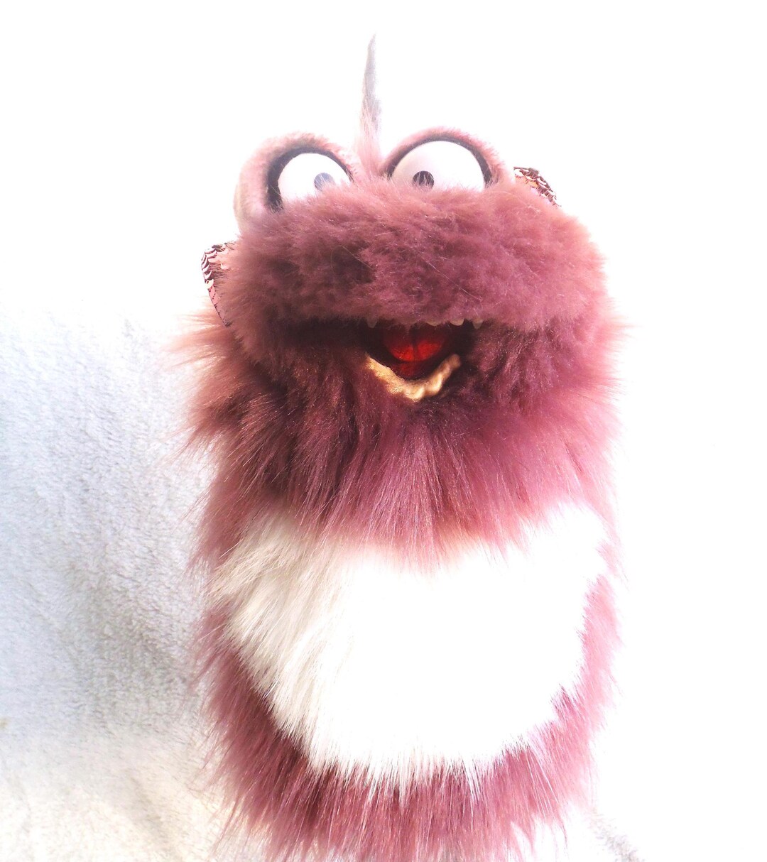 Professional Unicorn Puppet – Long Haired Antique Pink Fur – Silicone ...