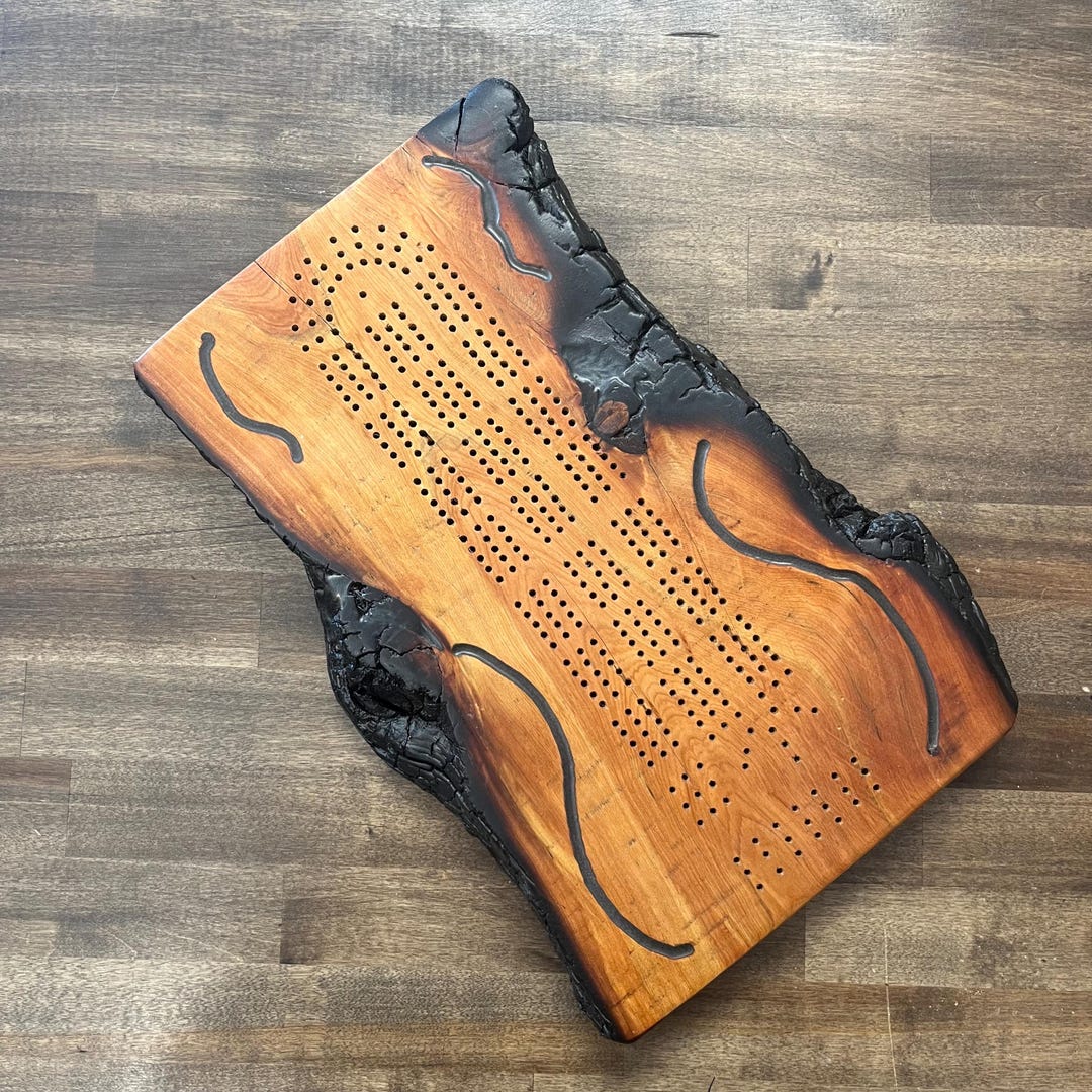 Burned Alligator Juniper Double Live Edge Handmade Cribbage Board - Etsy