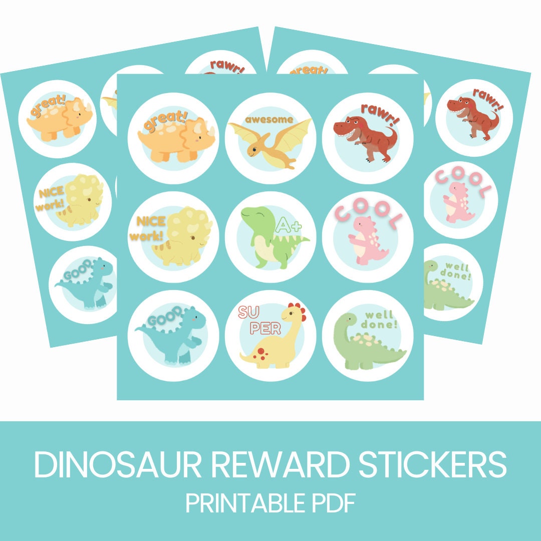 Dinosaur Reward Stickers Printable PDF - Etsy
