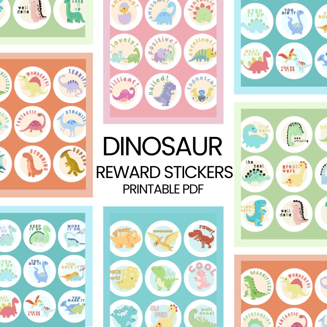 Dinosaur Reward Stickers Printable PDF - Etsy