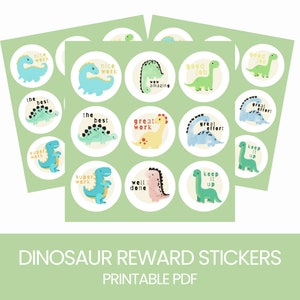 Dinosaur Reward Stickers Printable PDF - Etsy