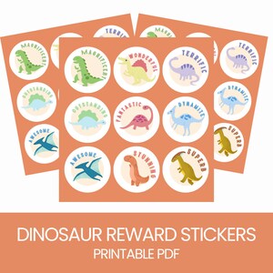Dinosaur Reward Stickers Printable PDF - Etsy