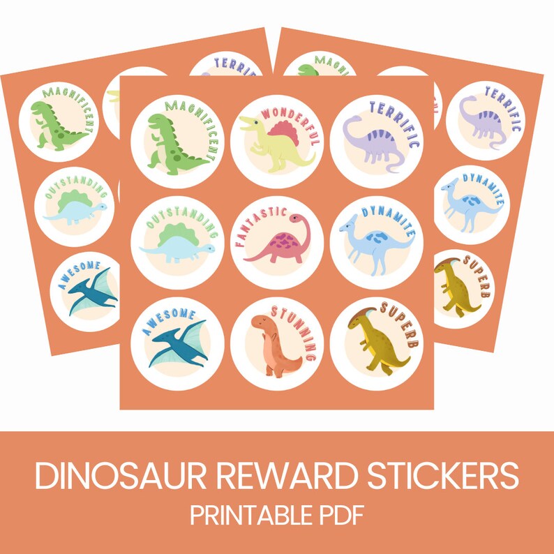 Dinosaur Reward Stickers Printable PDF - Etsy