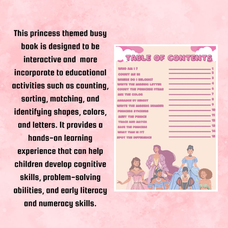 Princess Theme Busy Book for Kids Printable PDF - Etsy