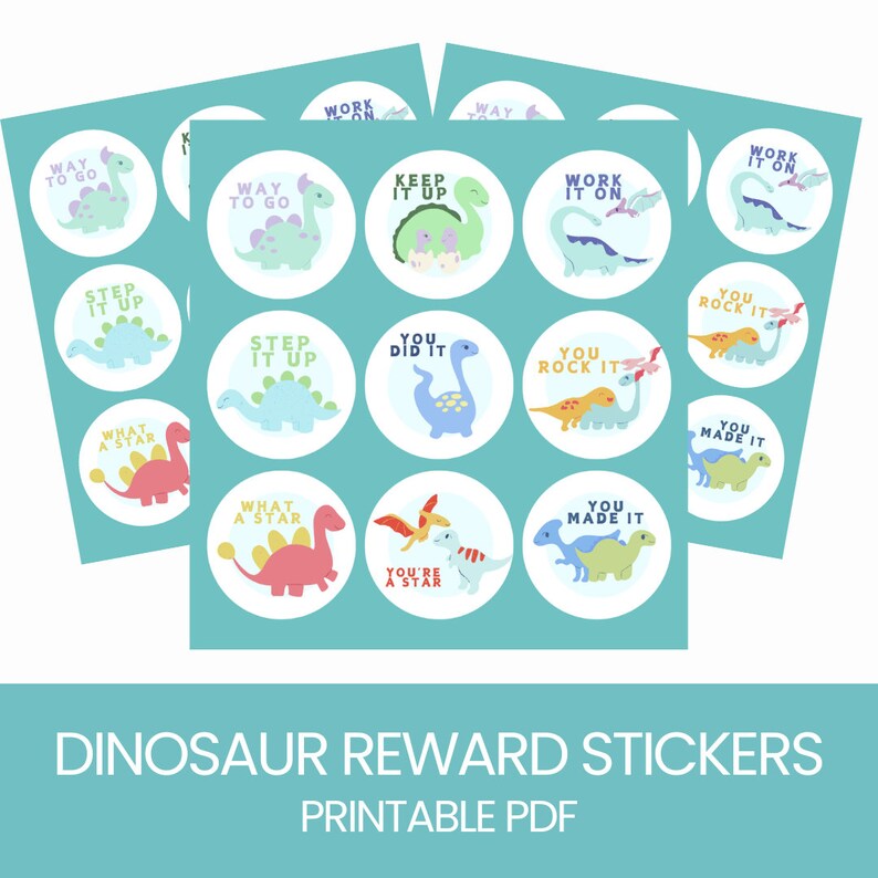 Dinosaur Reward Stickers Printable PDF - Etsy