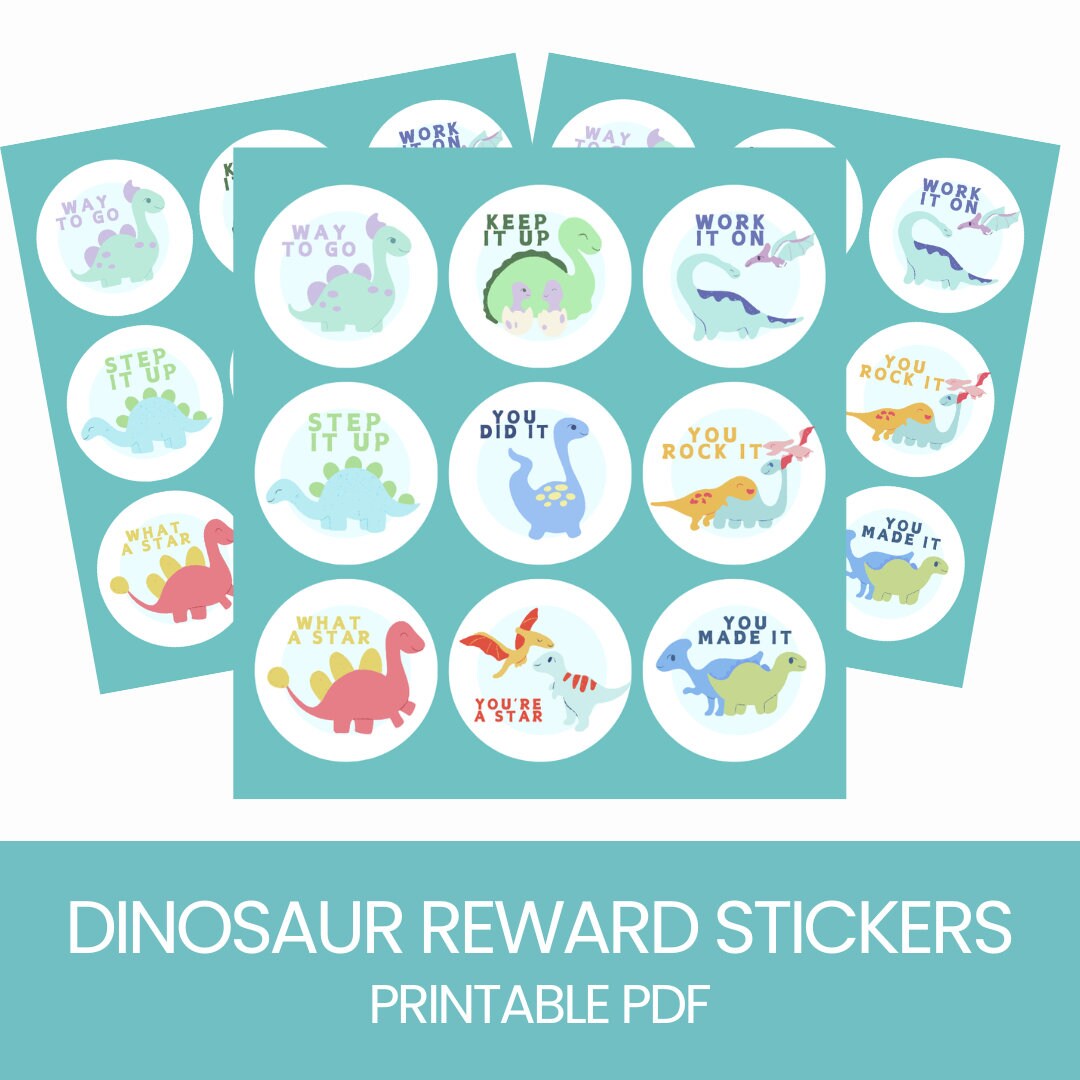 Dinosaur Reward Stickers Printable PDF - Etsy