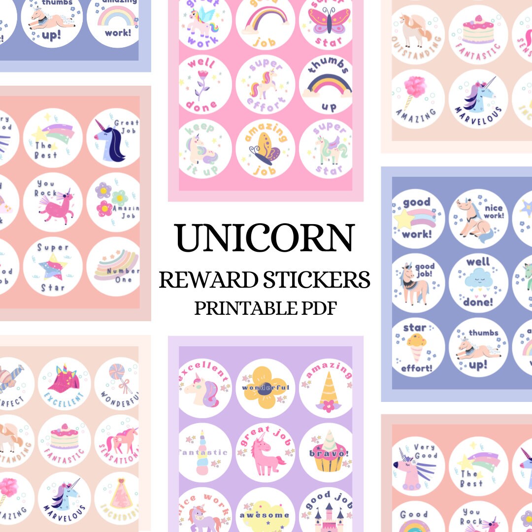Unicorn Reward Stickers Printable PDF - Etsy