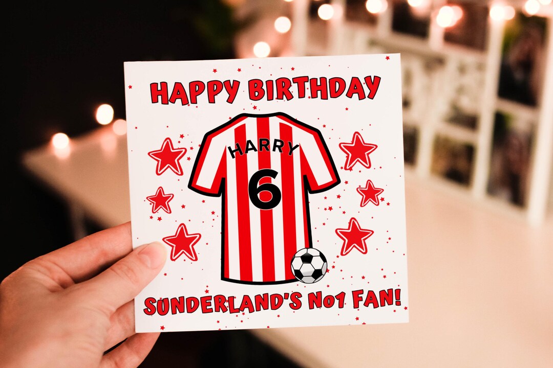 Sunderland Birthday Card Custom Name & Number With Envelope - Etsy