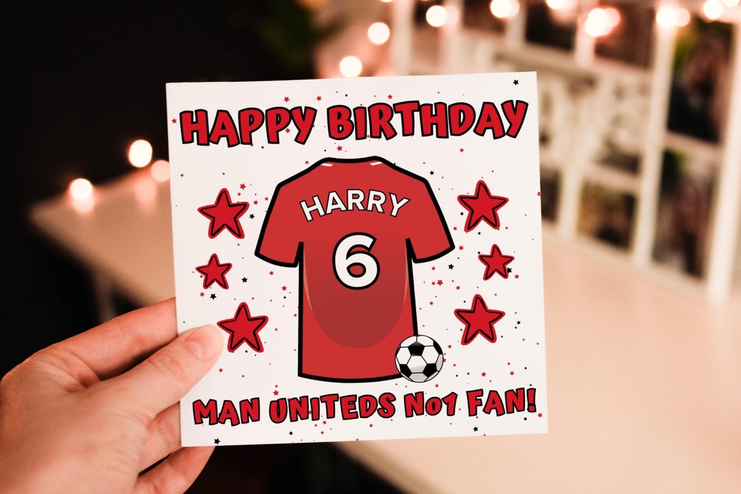 Manchester United Birthday Card | Personalised | With Envelope - Etsy