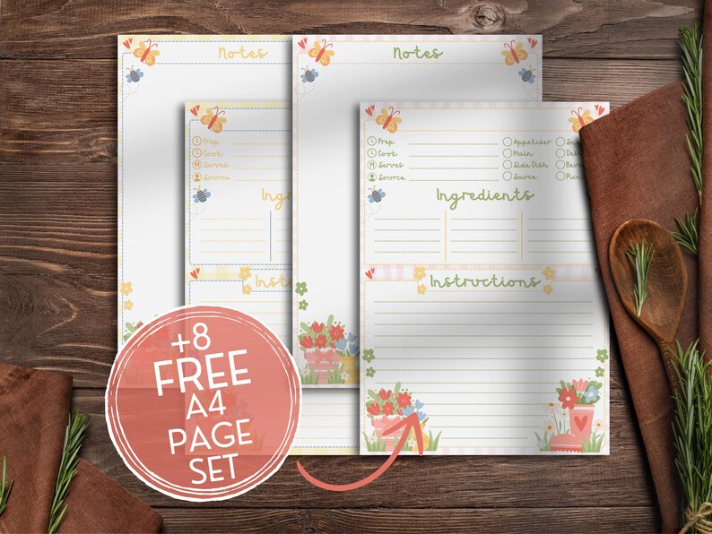 Spring Garden 4x6 Recipe Cards With Matching Recipe Box Dividers ...
