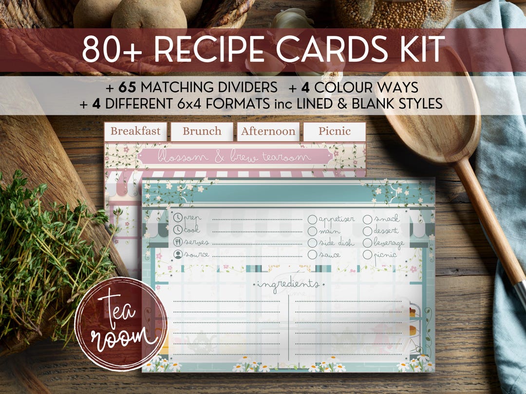 Ready to Print Recipe Cards and Recipe Box Dividers for Handwritten ...