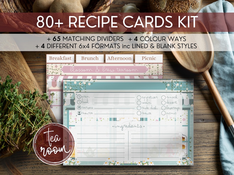 Ready to Print Recipe Cards and Recipe Box Dividers for Handwritten ...