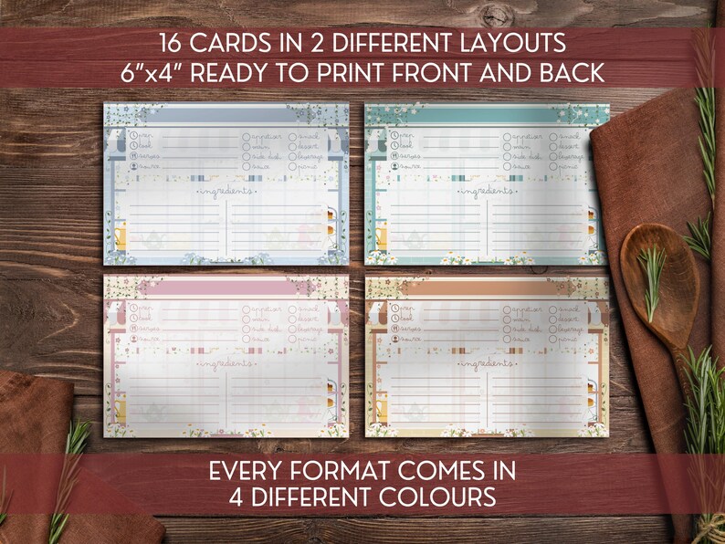 Ready to Print Recipe Cards and Recipe Box Dividers for Handwritten ...