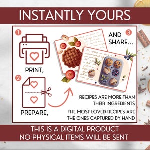 Ready to Print Recipe Cards and Recipe Box Dividers for Handwritten ...