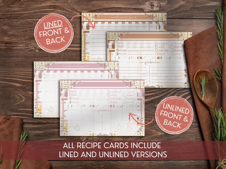 Ready to Print Recipe Cards and Recipe Box Dividers for Handwritten ...
