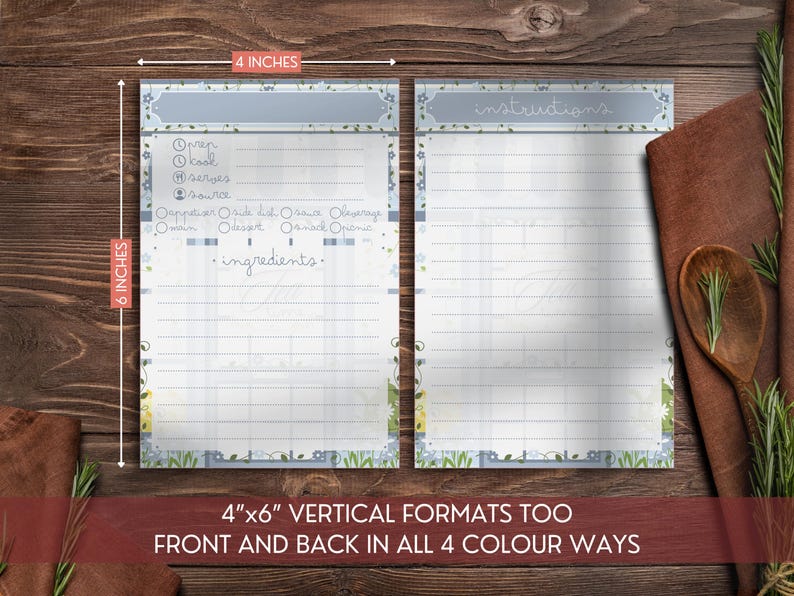 Ready to Print Recipe Cards and Recipe Box Dividers for Handwritten ...