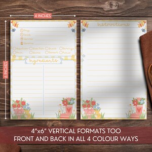 Spring Garden 4x6 Recipe Cards With Matching Recipe Box Dividers ...