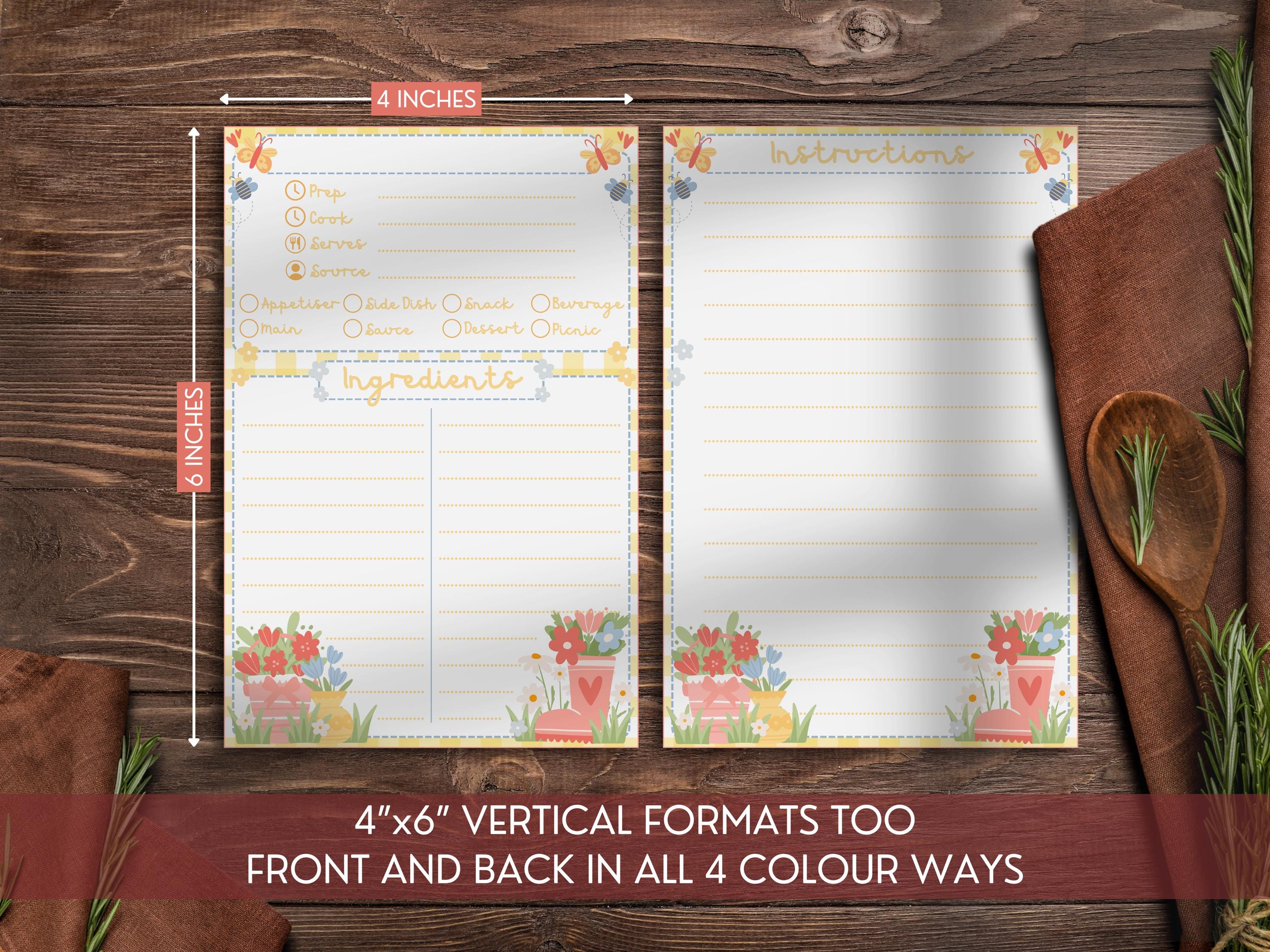 Spring Garden 4x6 Recipe Cards With Matching Recipe Box Dividers ...