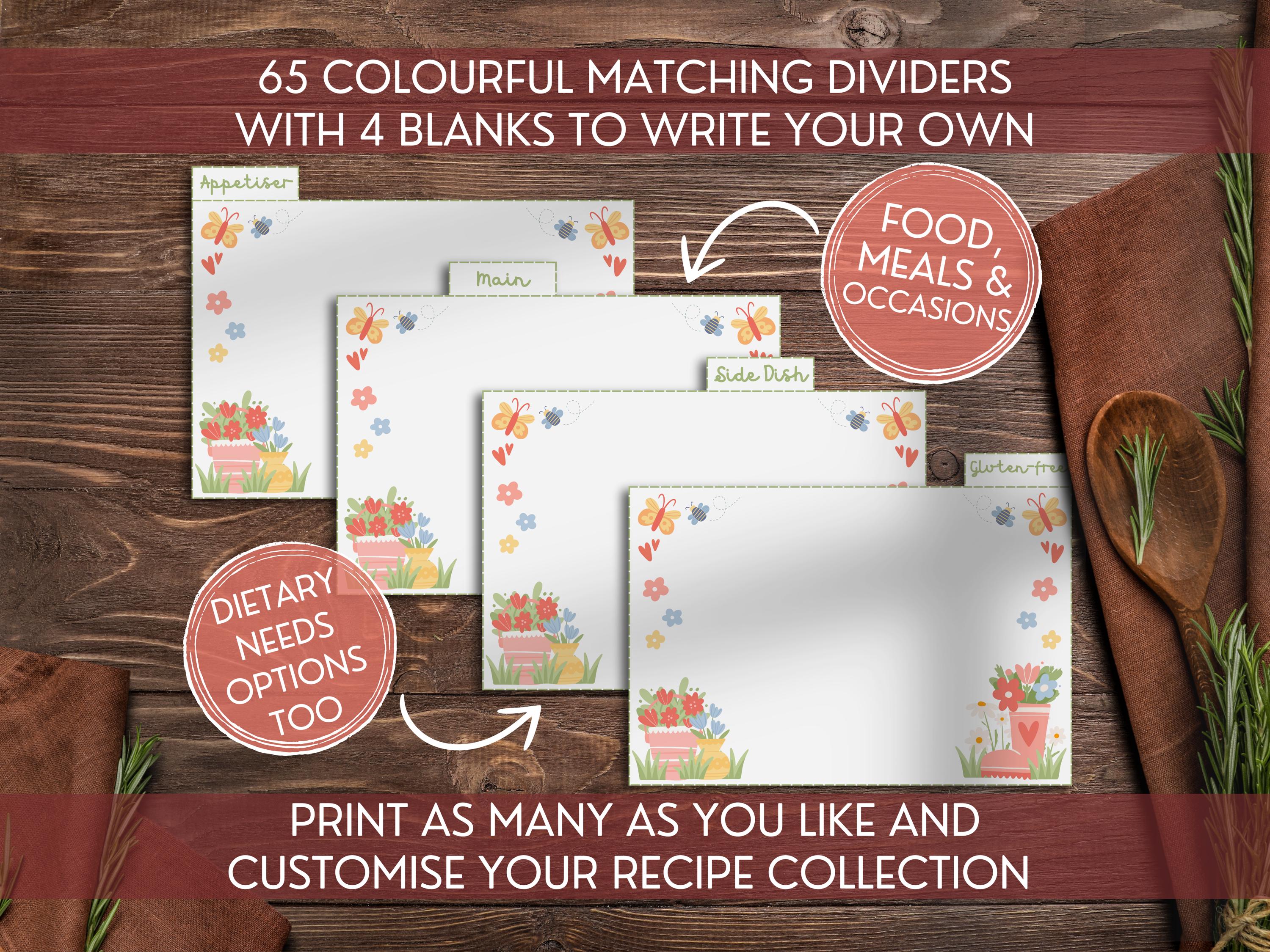 Spring Garden 4x6 Recipe Cards With Matching Recipe Box Dividers ...