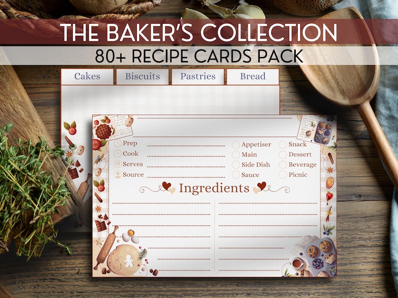 Baker's 4x6 Recipe Cards and Dividers Set for Handwritten & Family ...