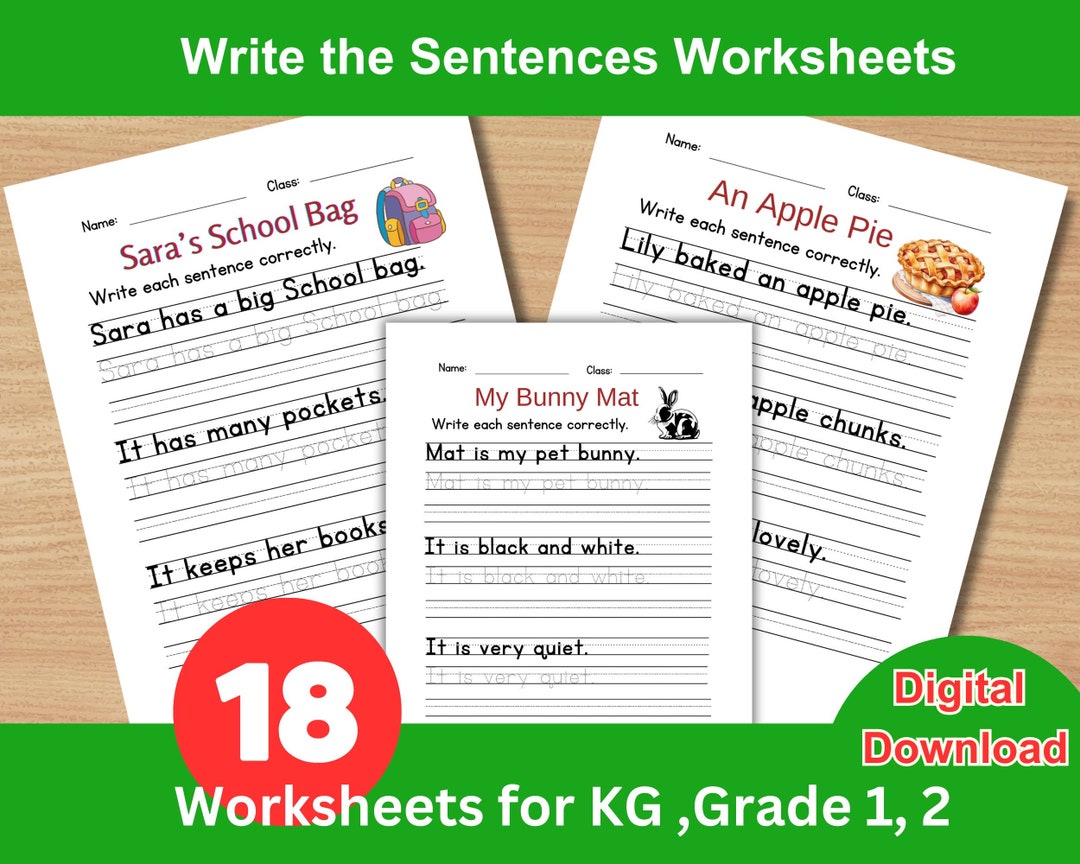 18 Write the Sentence Worksheets | Handwriting Practice | Sentence ...
