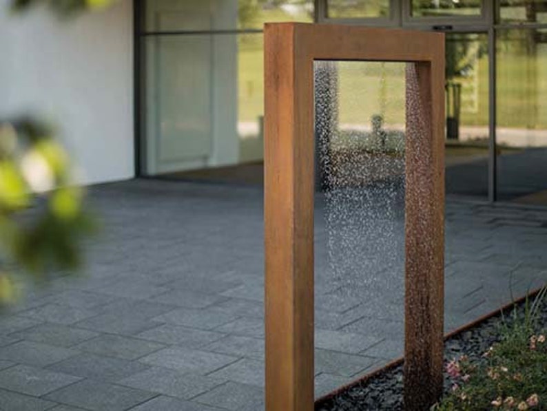 Garden Fountain arcade. Outdoor Water Fountain, Made of Metal, Corten ...