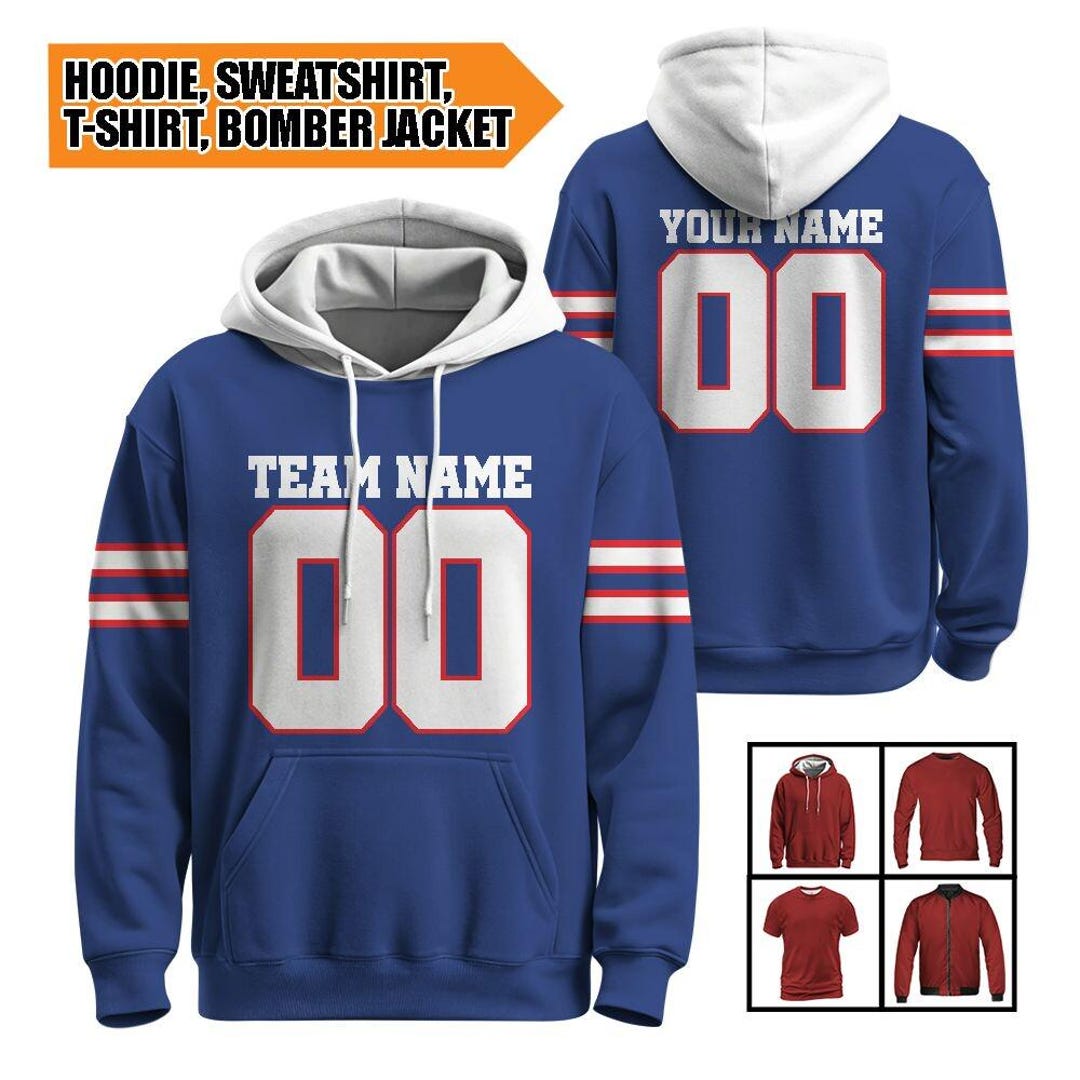 Personalized Name and Number Buffalo Football Hoddie, Buffalo Game Day ...