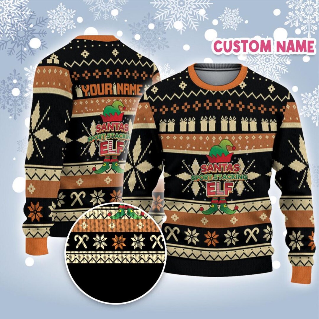 Personalize Christmas Ugly Elf Sport Stacking Orange Cb2,editable Elf ...