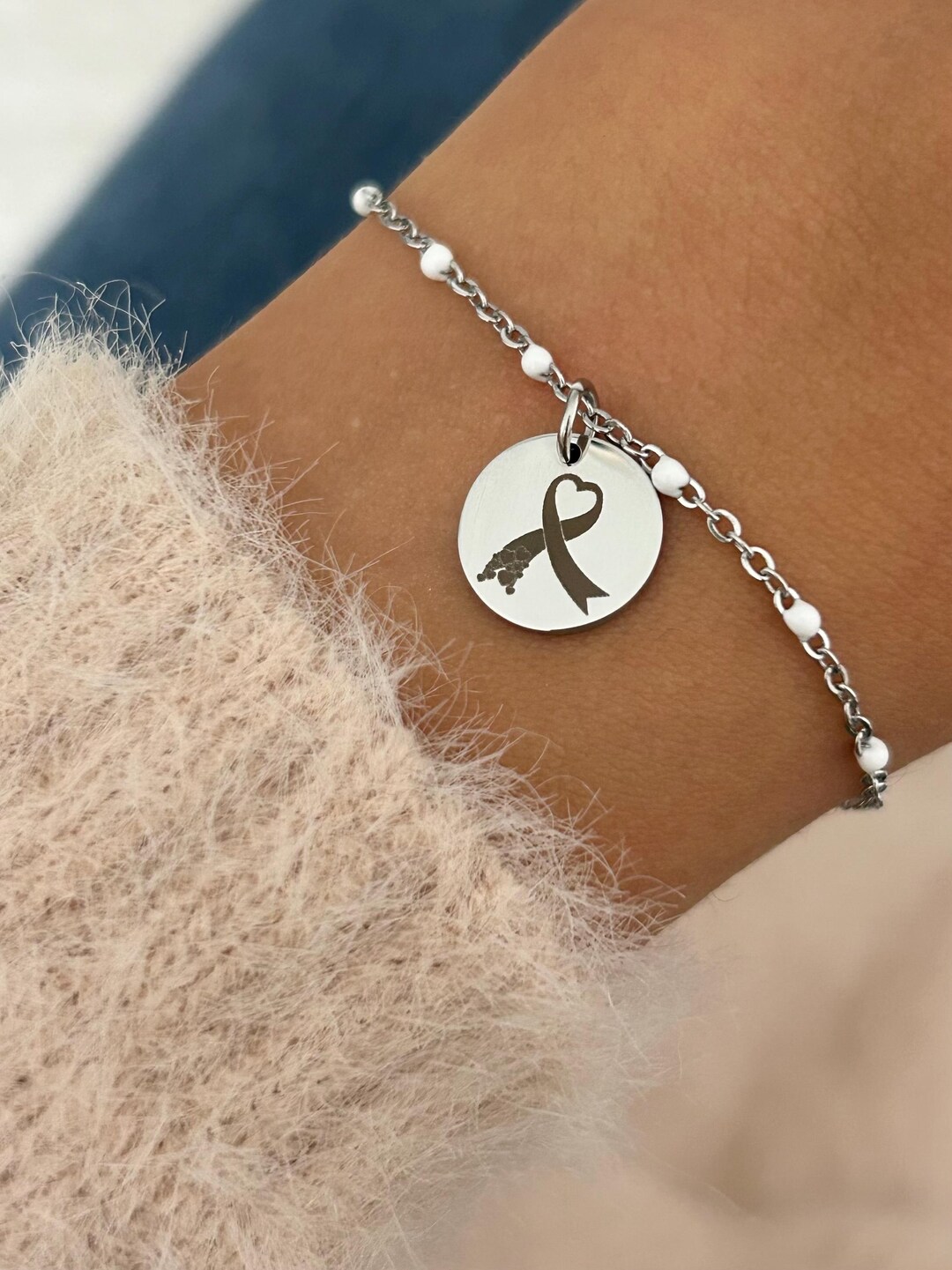 Personalized Women's Stainless Steel Bracelet, Pink October Bracelet ...