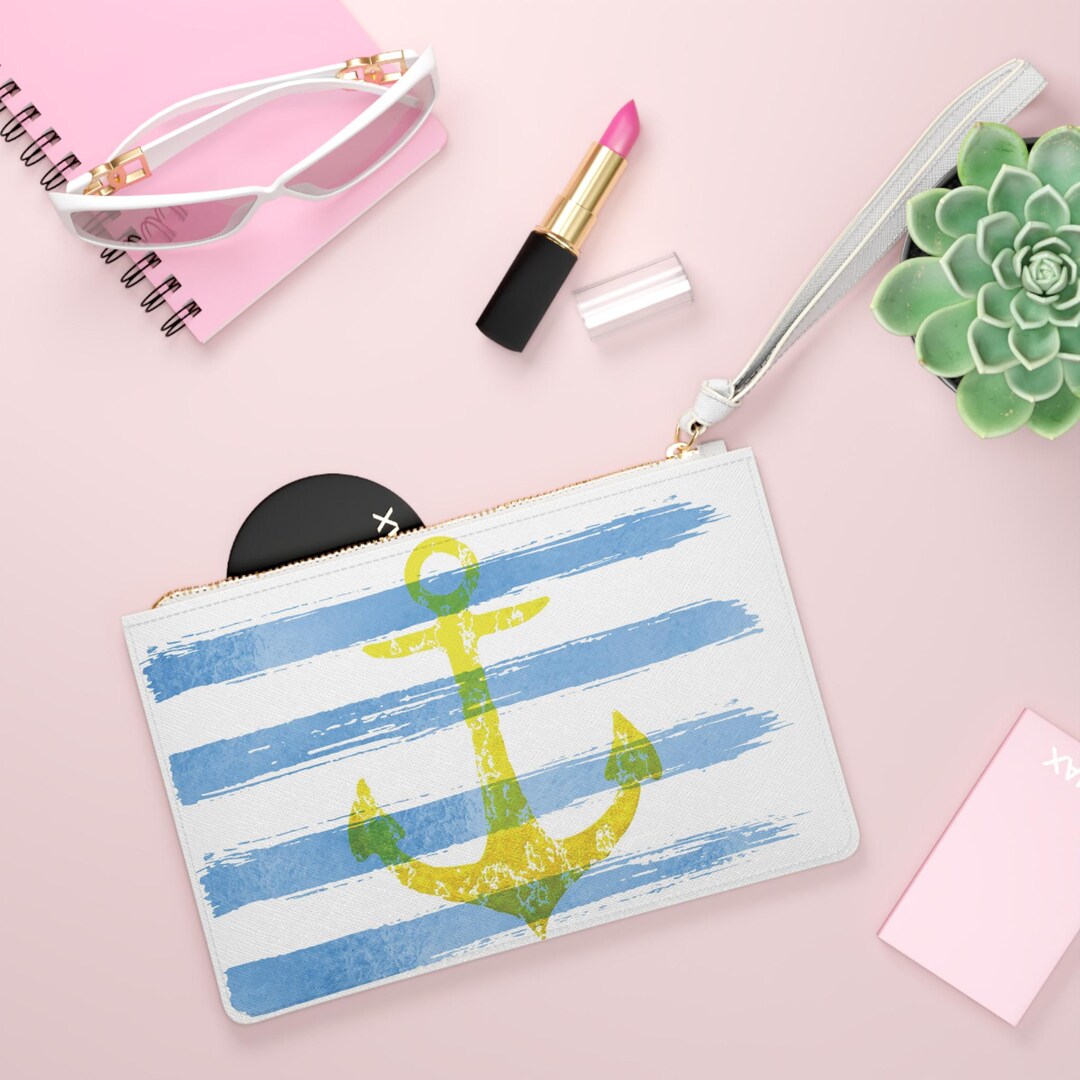 Nautical Anchor Design Ocean Clutch Bag With Wrist Strap - Stylish ...