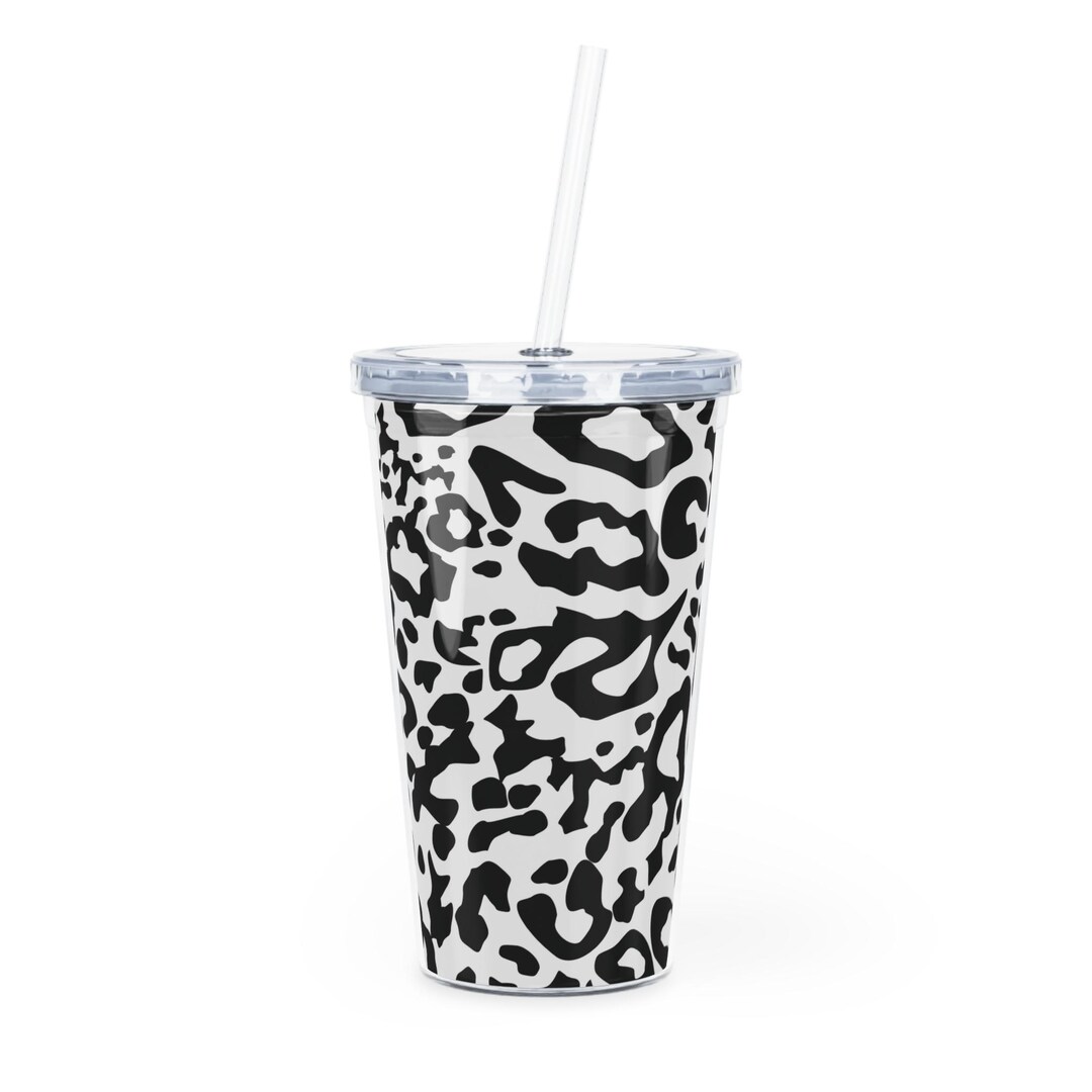 Leopard Print Plastic Tumbler With Straw - Etsy