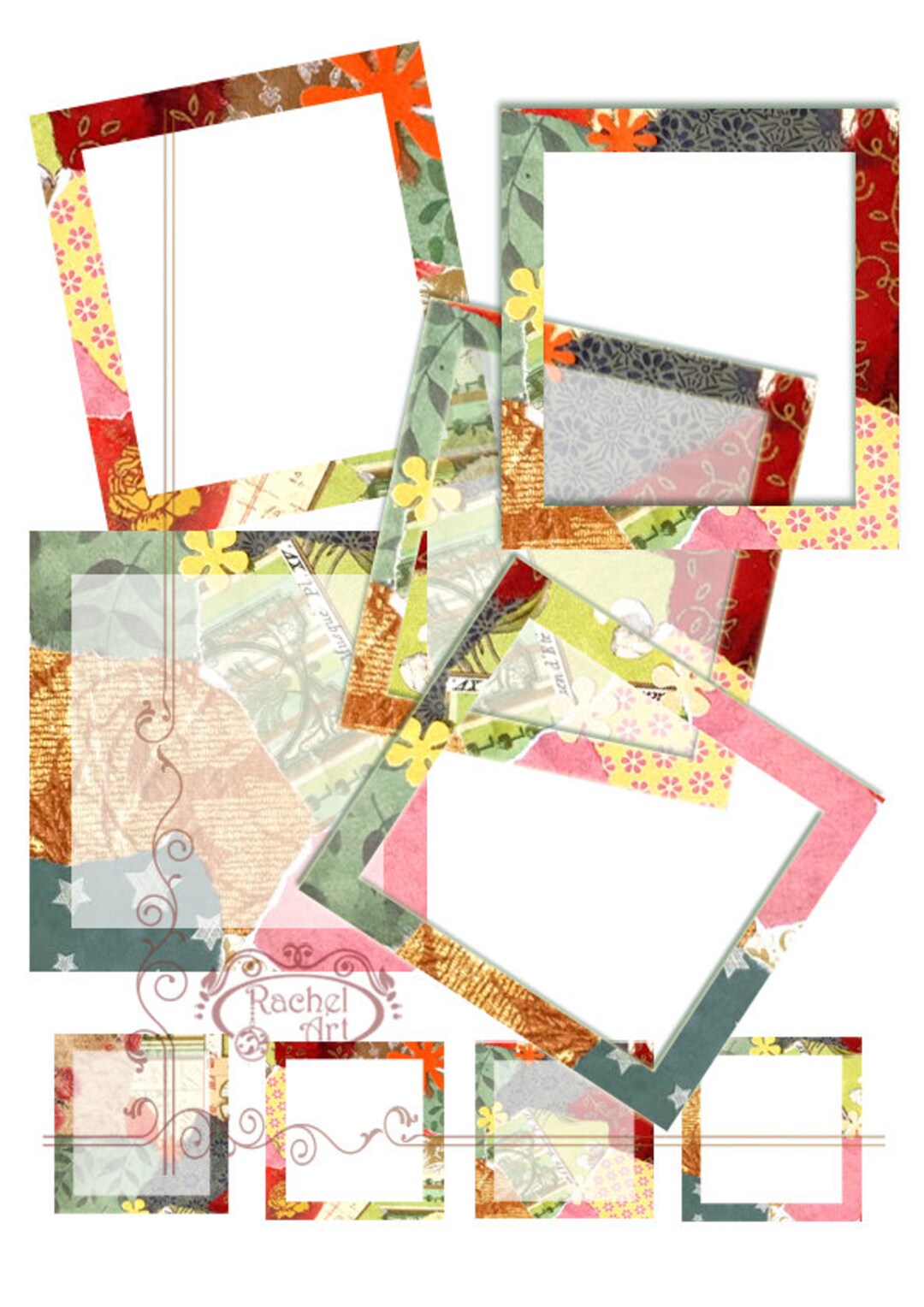 Memo Cards, Printable Digital Download, Magnets, Scrapbooking, Abstract ...