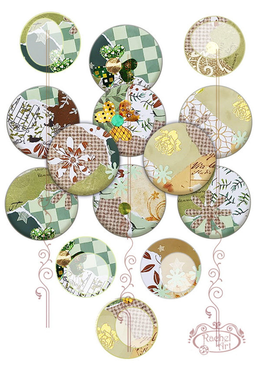 Circles Stickers, Digital Printable Download, Magnets, Scrapbooking ...