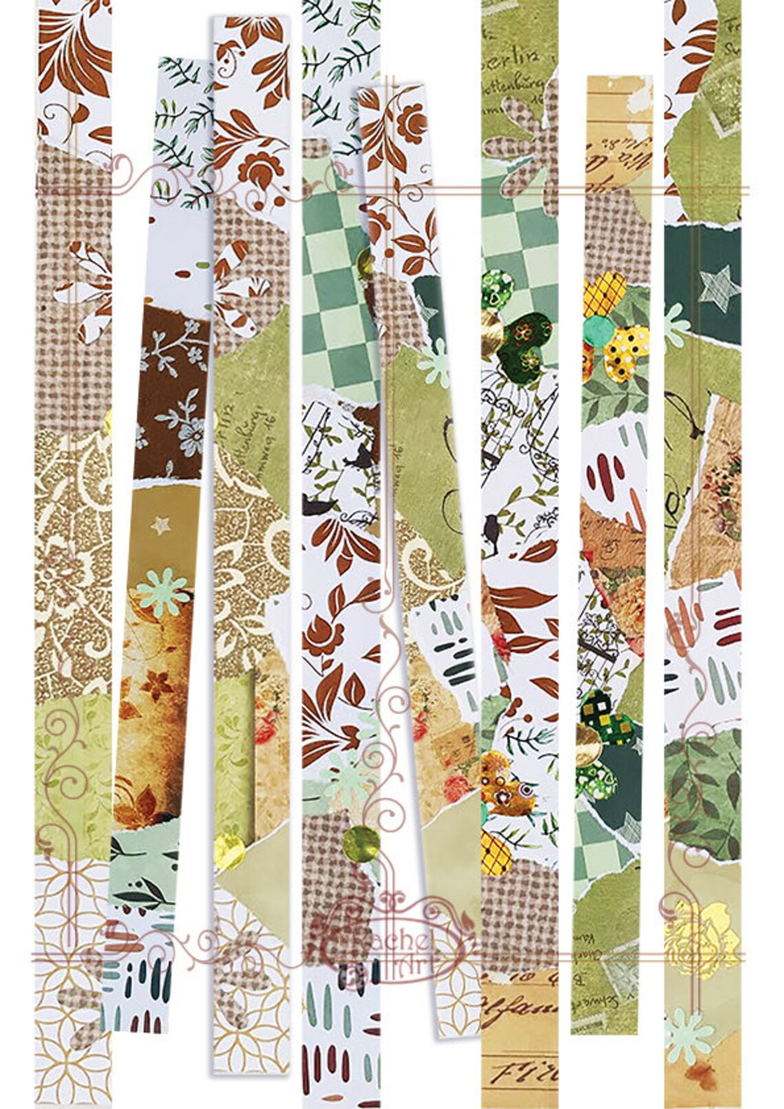 Washi-tape Strips, Digital Printable, Scrapbooking, Magnets, Collage ...