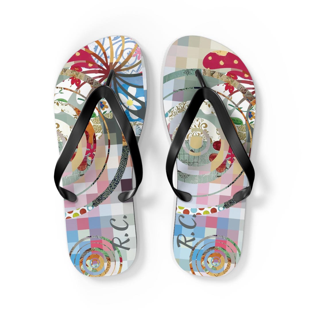 Personalized Flip Flops, Personal Initial, Artistic Collage Design ...