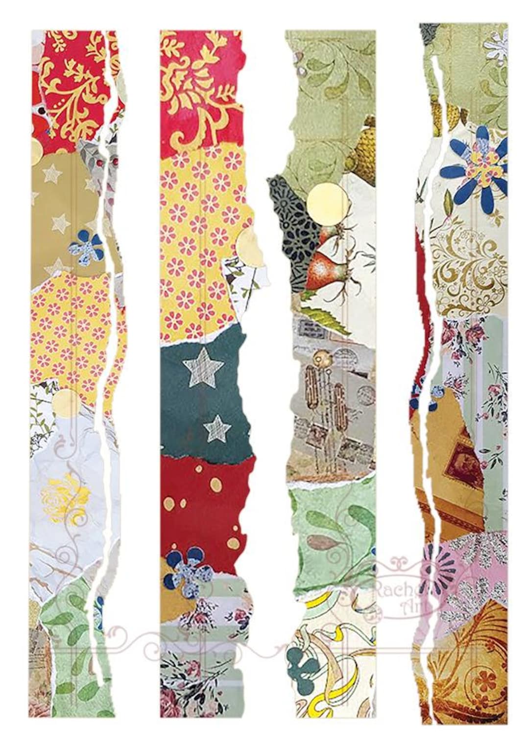 Printable Collage Paper Strips, Digital Printable, Scrapbooking, Ripped ...