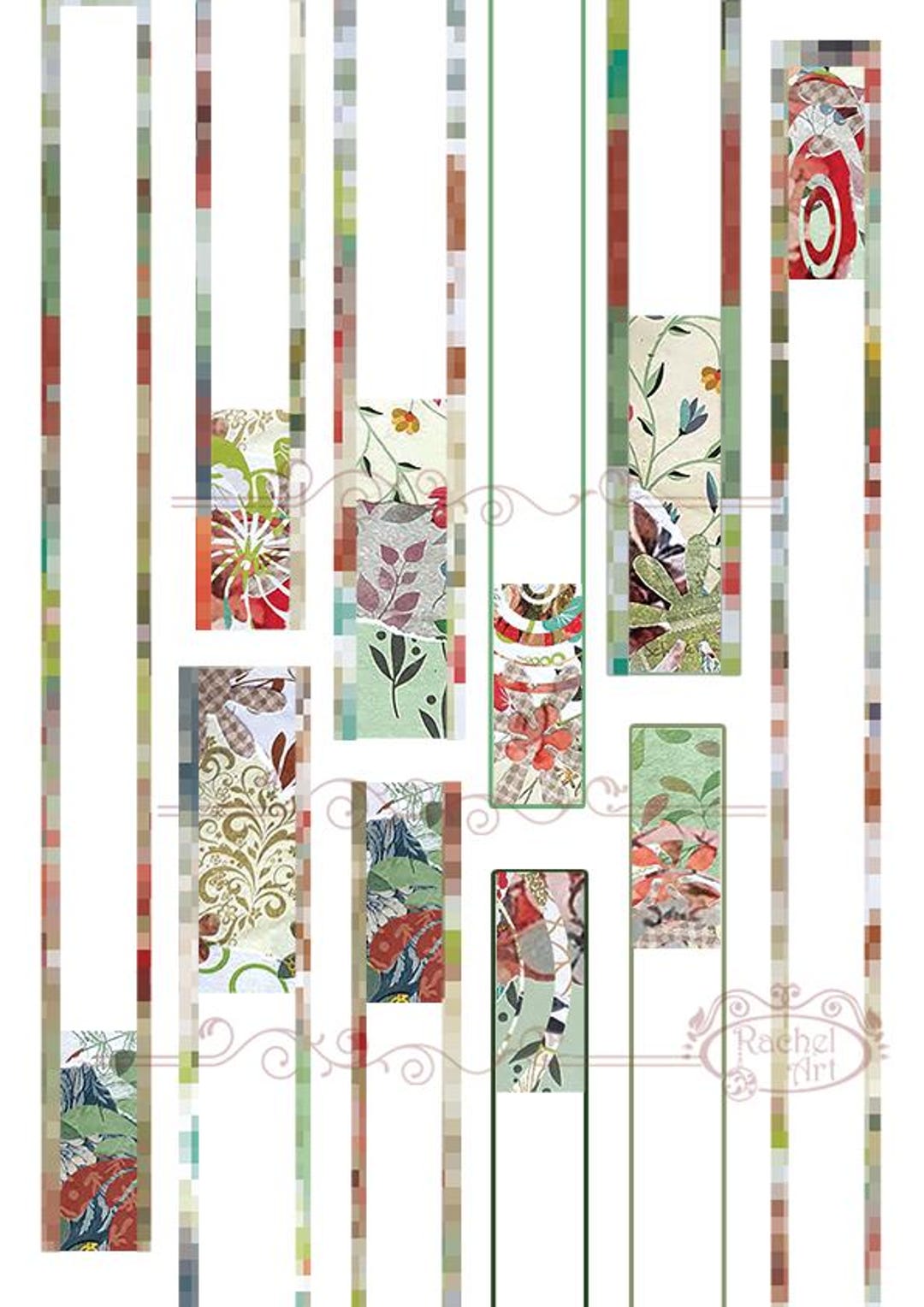 Cylinder-shaped Paper Bead Printable Collage Strips: Colorful DIY ...