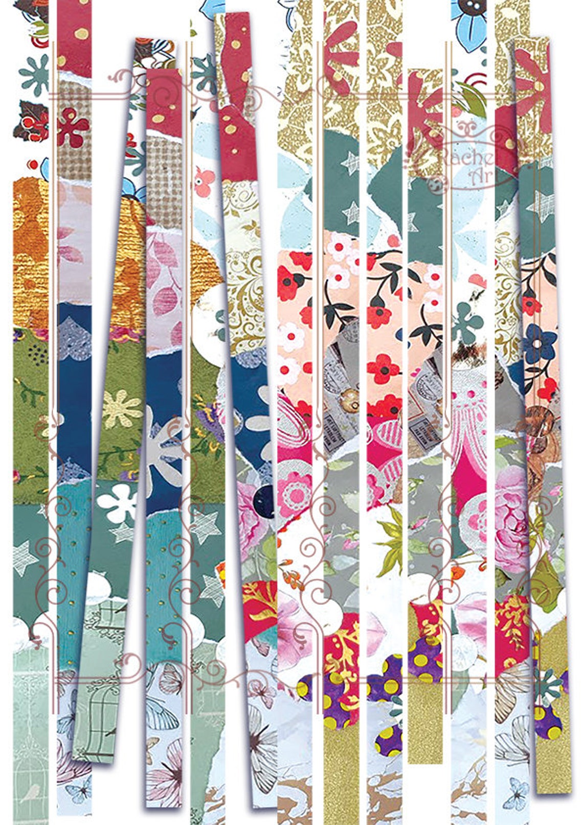 Printable Washi-tape Strips, Digital Downloads, Scrapbooking, Collage ...