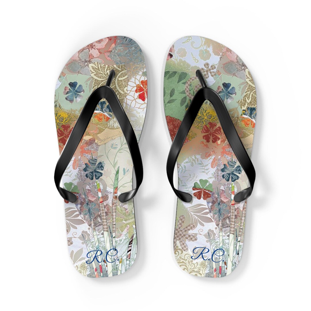 Flip Flop Sandals With Your Initials, Personalized, Collage Design ...