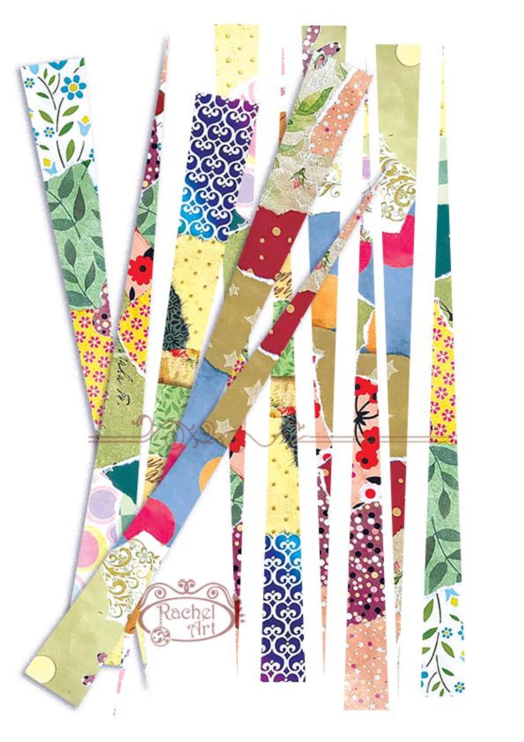 Paper Beads Strips, Digital Printable, Scrapbooking, Floral Decorative ...