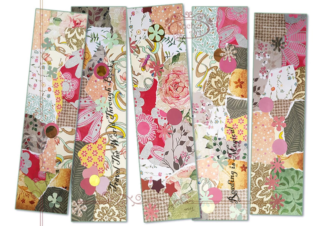 Bookmarks, Digital Printable Download, Border and Strips, Scrapbooking ...