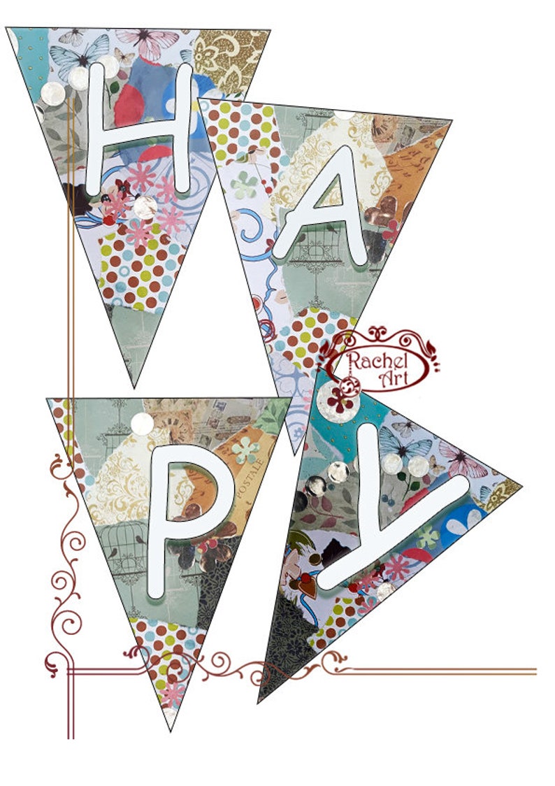 Pennant Banner, Printable Digital Downloads, Party Pennant, Flage ...