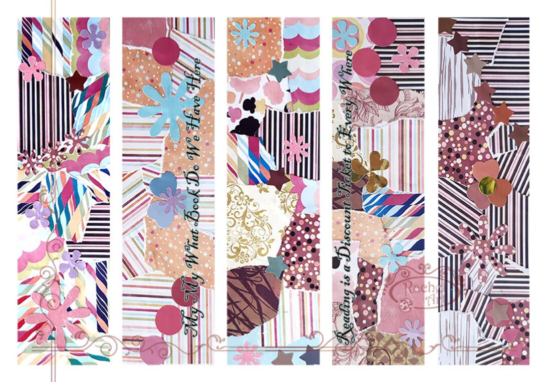 Mixed Media Collage Bookmarks: Printable Art Journal DIY Gift (digital ...