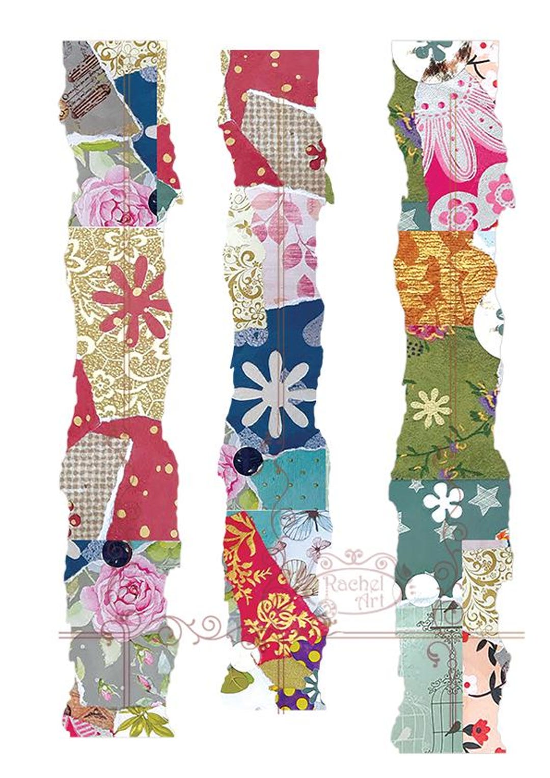 Collage Paper Strips, Digital Printable, Scrapbooking, Collage Sheet ...