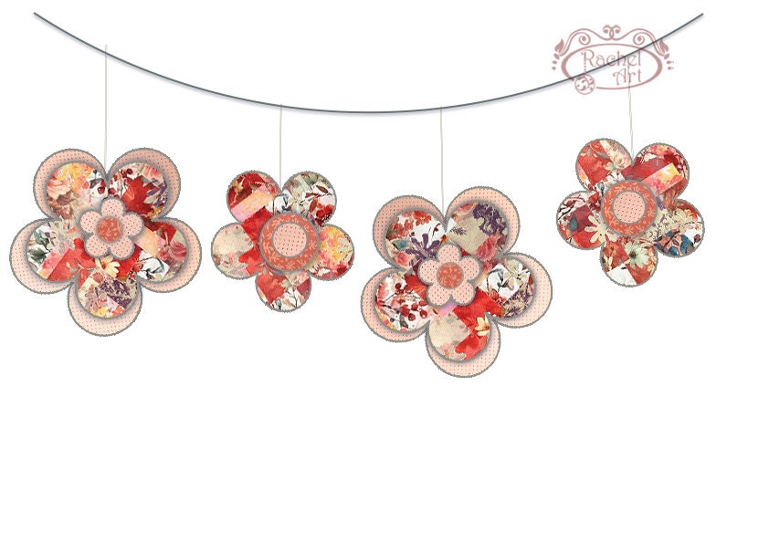 Flower Banner, Printable Digital Downloads, Party Pennant, Flag Banner ...