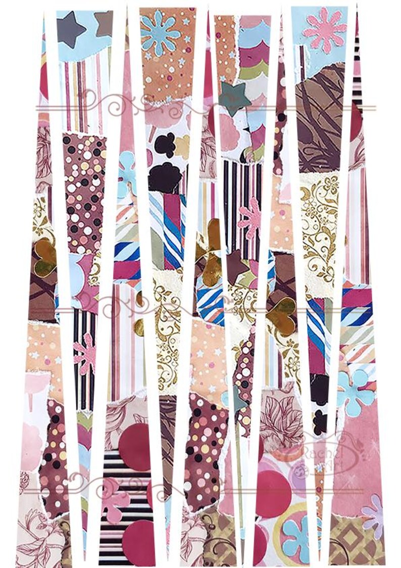 Printable Paper Bead Strips: Colorful Collage DIY Jewelry (digital ...